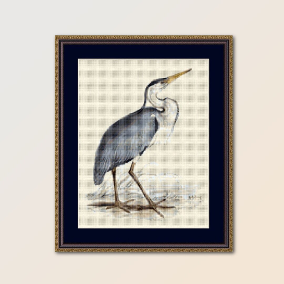 Heron Cross Stitch Pattern, Instant Download, Printable Bird Chart (628 ...