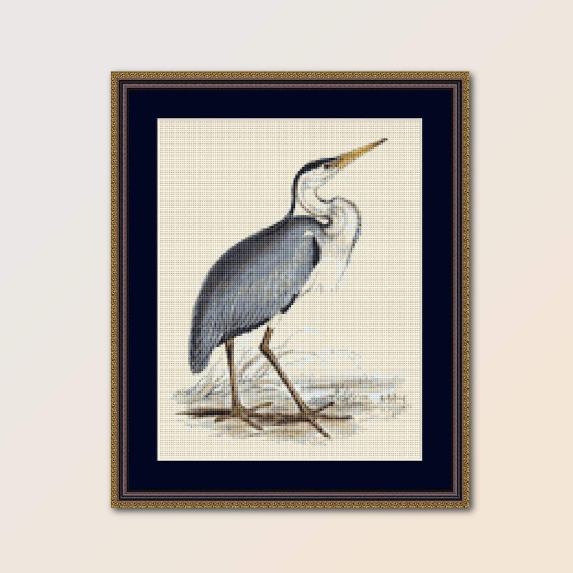 Heron Cross Stitch Pattern, Instant Download, Printable Bird Chart (628 ...