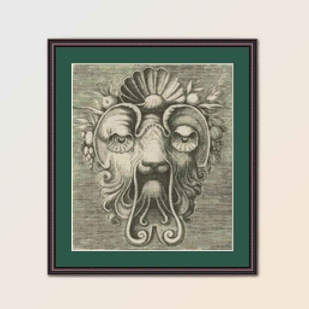 Flemish Mask Cross Stitch Pattern, Grotesque Art Style, Instant Digital ...