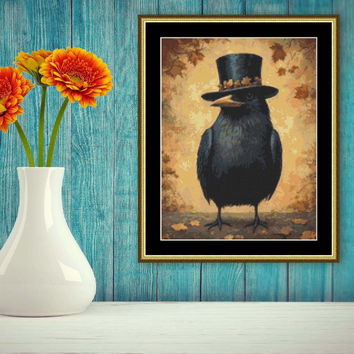 Crow Wearing Top Hat Cross Stitch Pattern, Instant Download, Printable ...