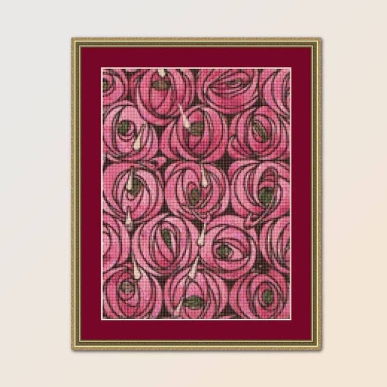 Mackintosh Roses Cross Stitch Pattern, Instant Digital Download ...