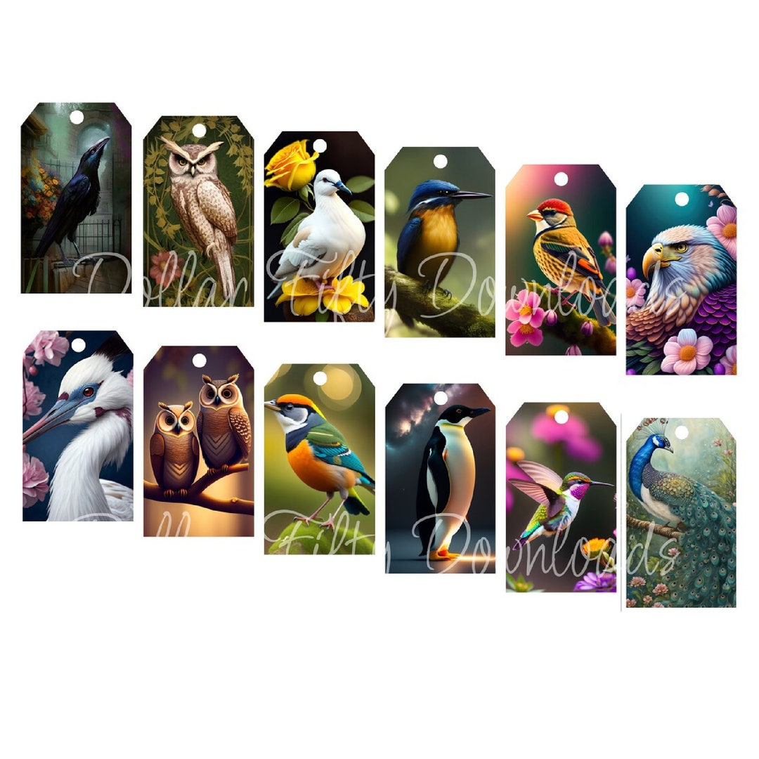 Twelve Printable Bird Tags for Junk Journals Art Journals - Etsy