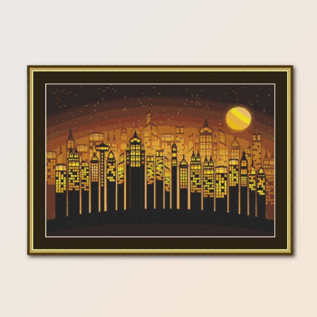 City by Moonlight Cross Stitch Pattern, Instant Download, Printable PDF ...