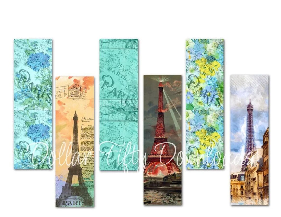 Paris Bookmarks: Eiffel Tower Printable Tags for Journals (JPG & PDF ...