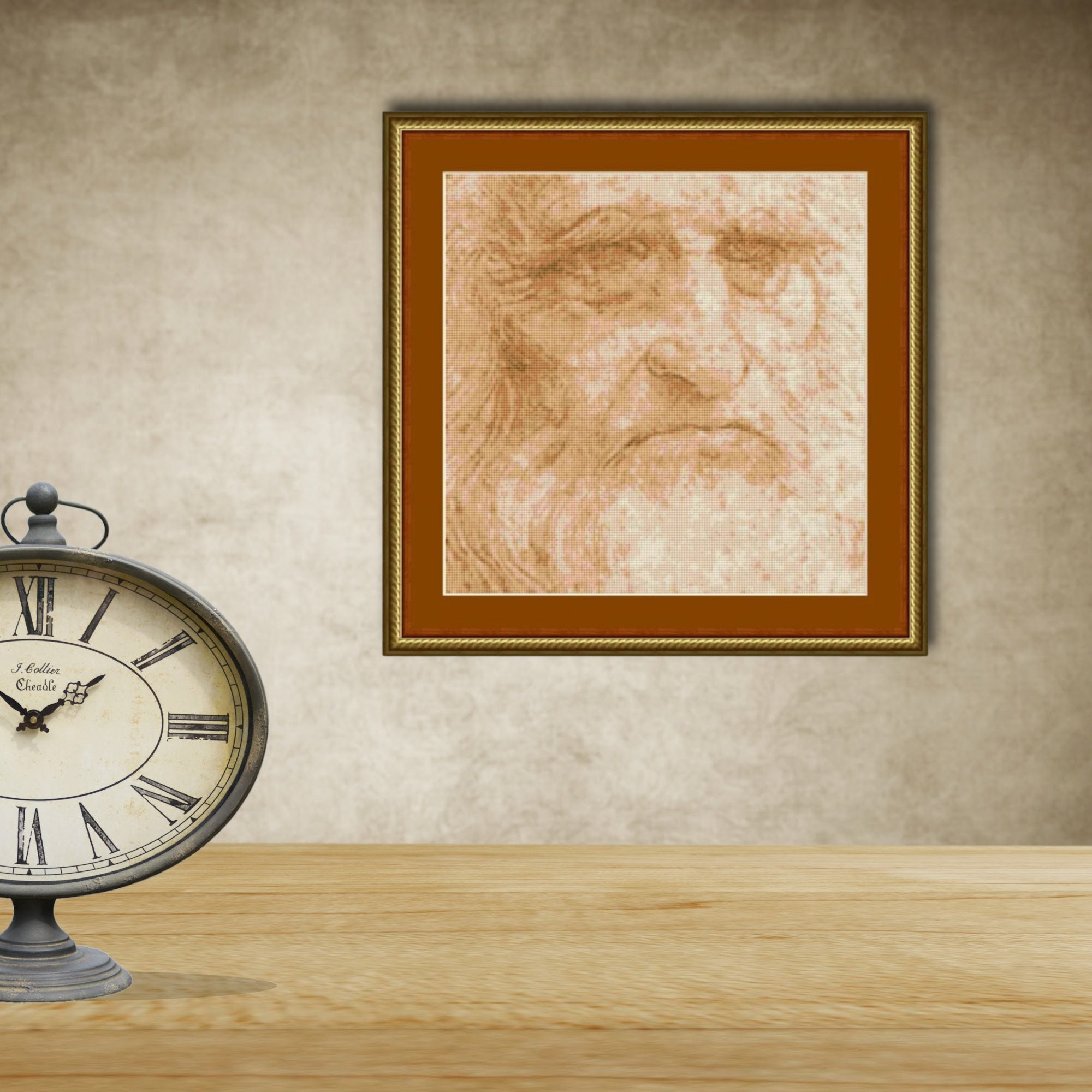 Da Vinci Self Portrait Cross Stitch Pattern: Instant Download (168x168 ...