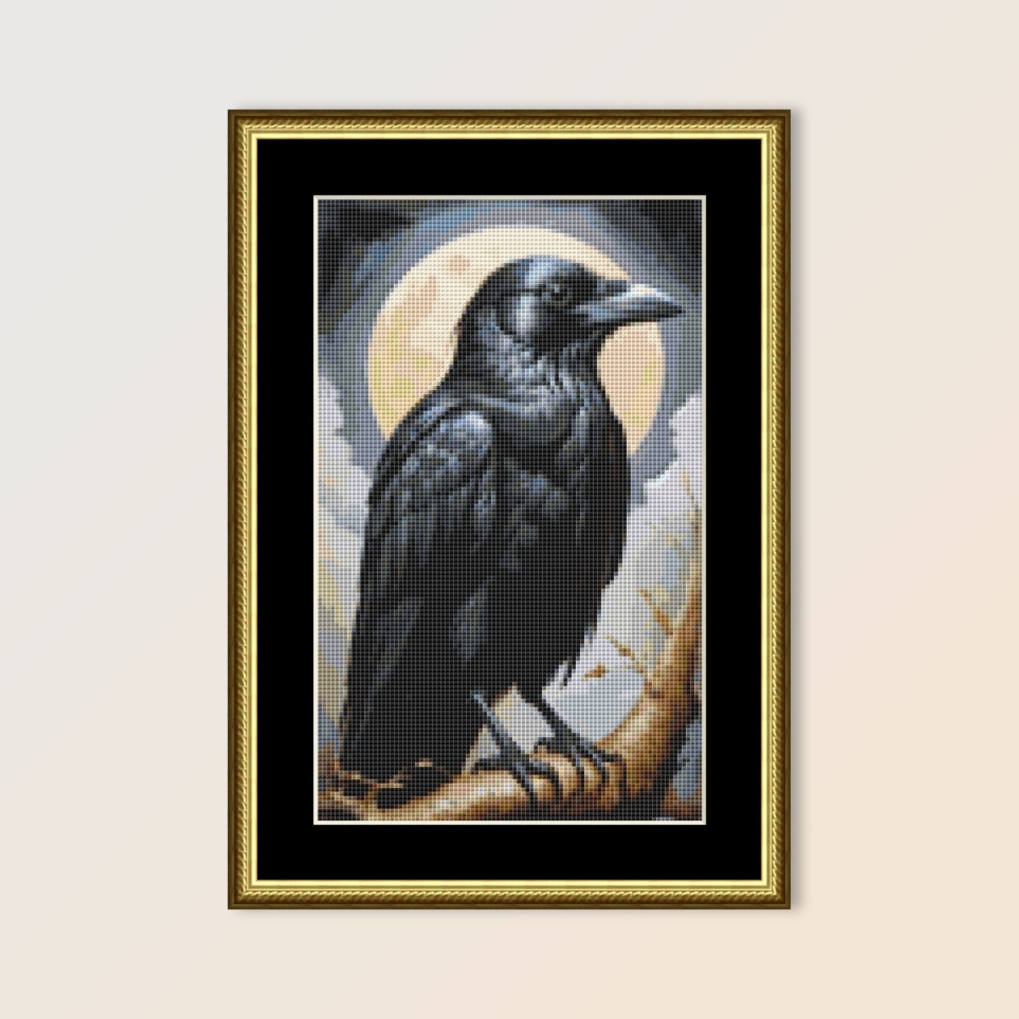 Raven Cross Stitch Pattern, Instant Download, Printable PDF Moonlight ...
