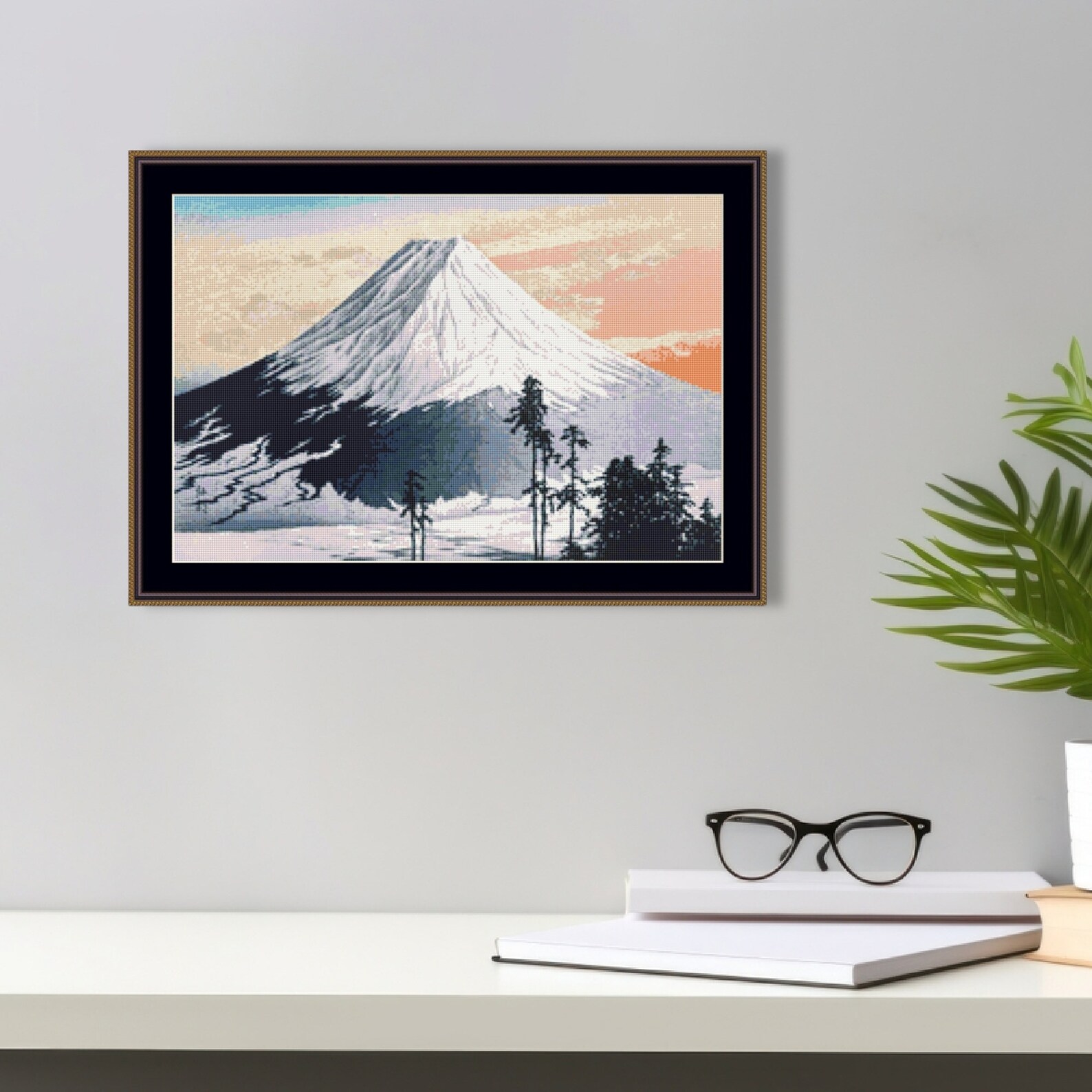 Mount Fuji Cross Stitch Pattern, Japanese Fine Art, Instant Digital ...