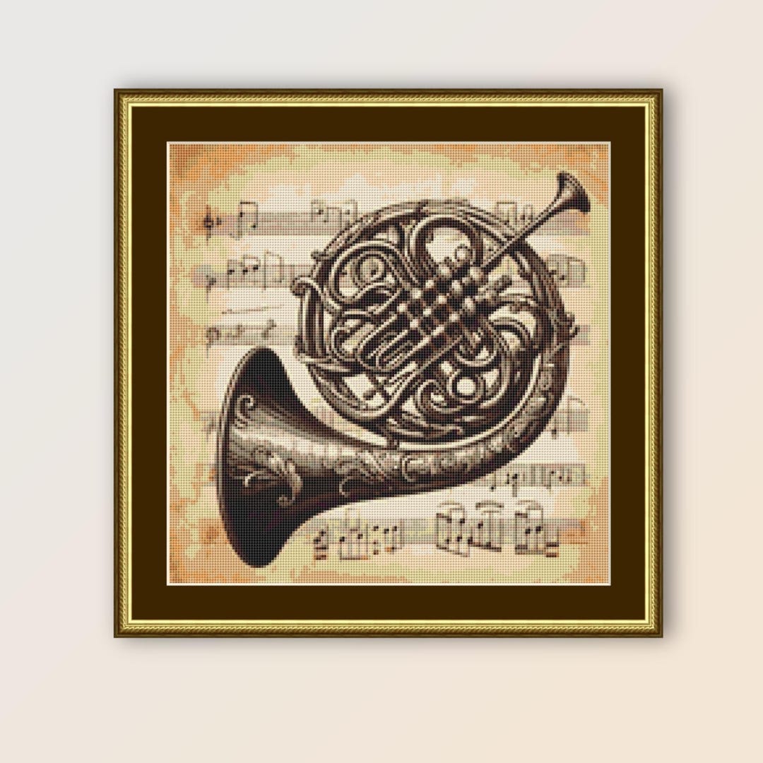 French Horn Cross Stitch Pattern, Instant Download, Printable PDF Music ...