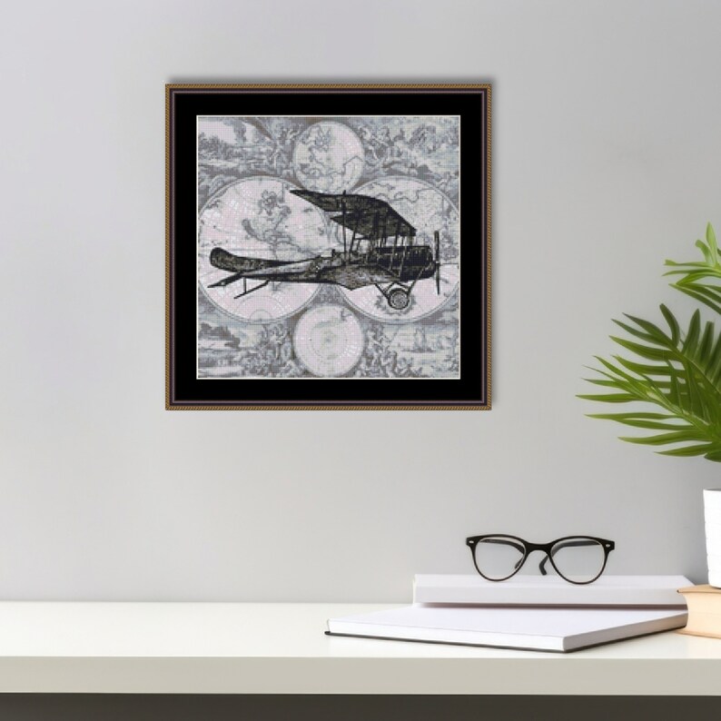 Printable Vintage Airplane Cross Stitch Pattern Instant Digital ...