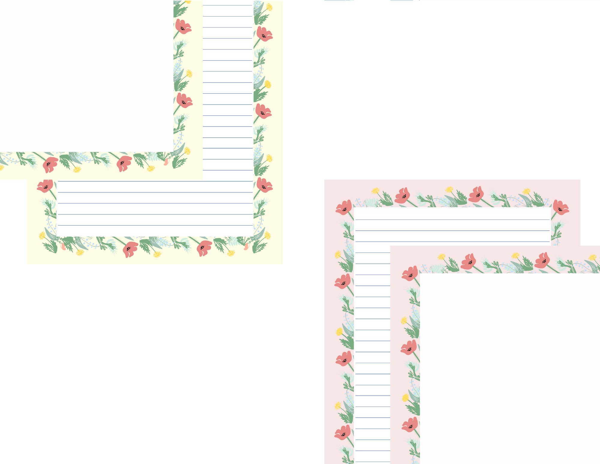 Wildflower Poppy Letter Paper Printable Set - Etsy