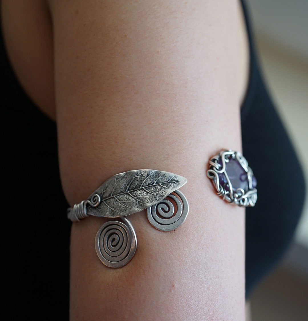 Wire Wrapped Arm Cuff/handmade Silver Plated Arm Cuff/wire Wrap Arm ...