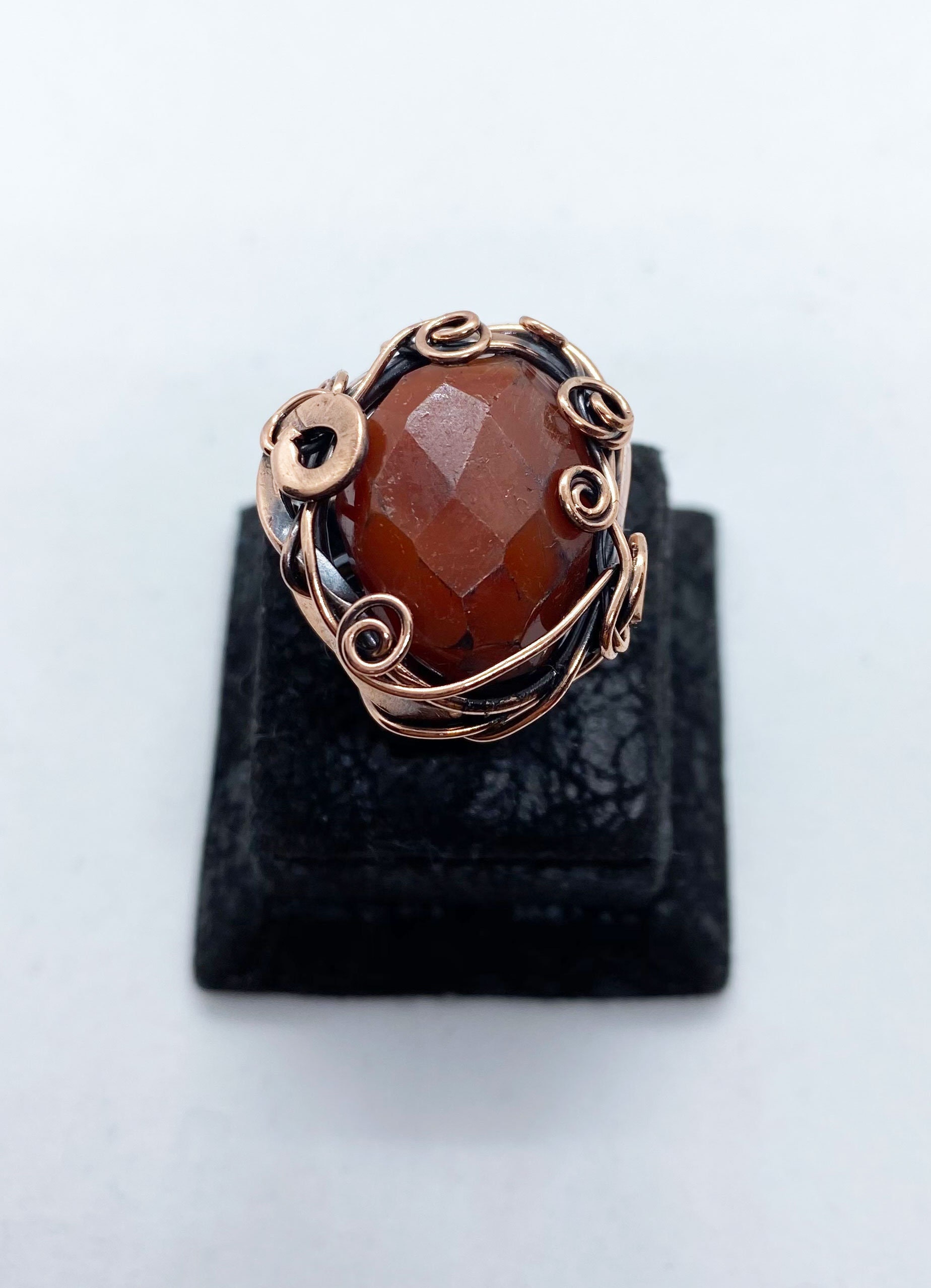 Carneol Stone Ring/copper Ring/copper Handmade Ring/wire Wrapped Copper ...
