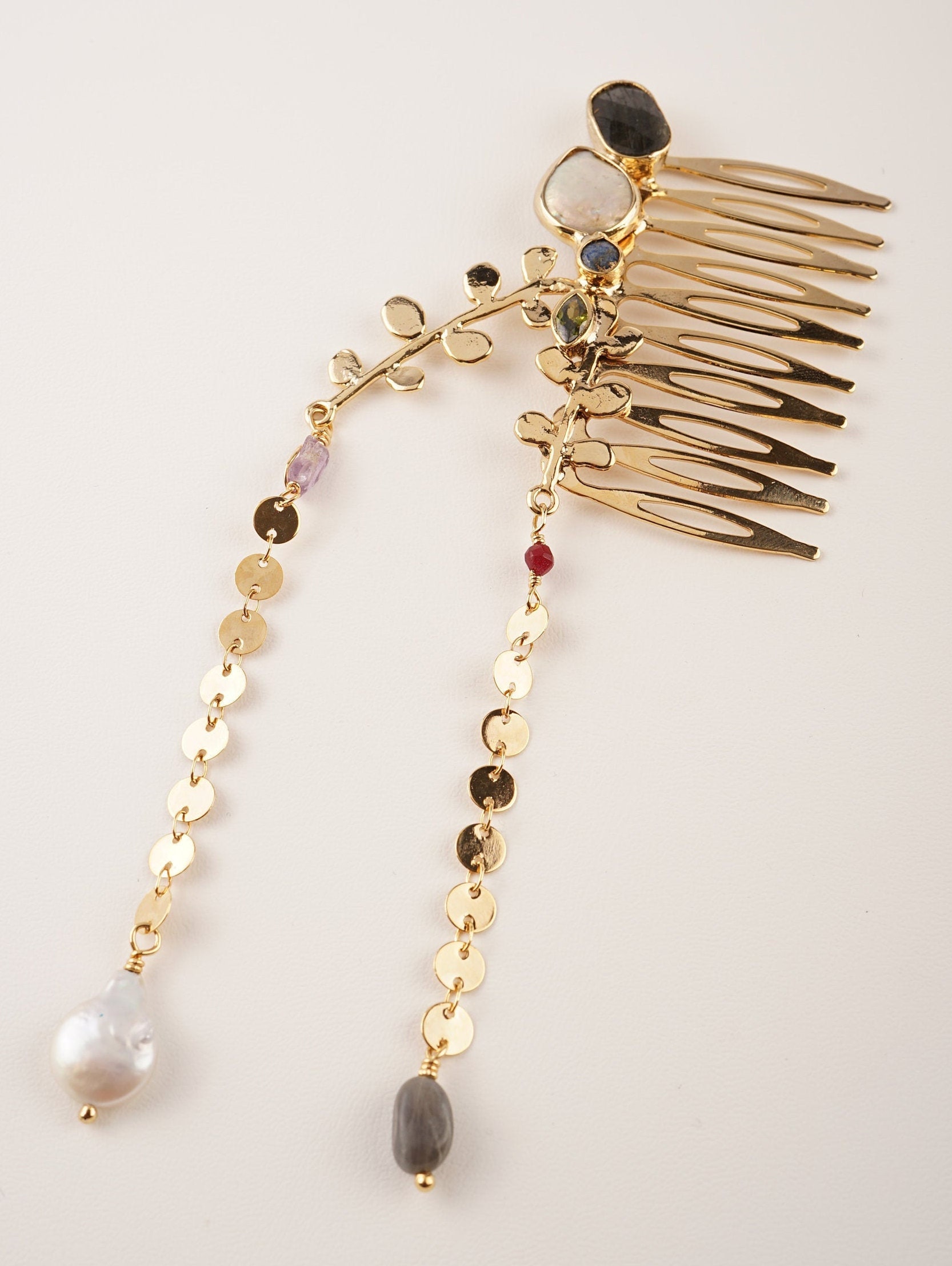 Wedding Hair Buckle/handmade Comb Buckle/gold Plated Hair Comb/natural ...