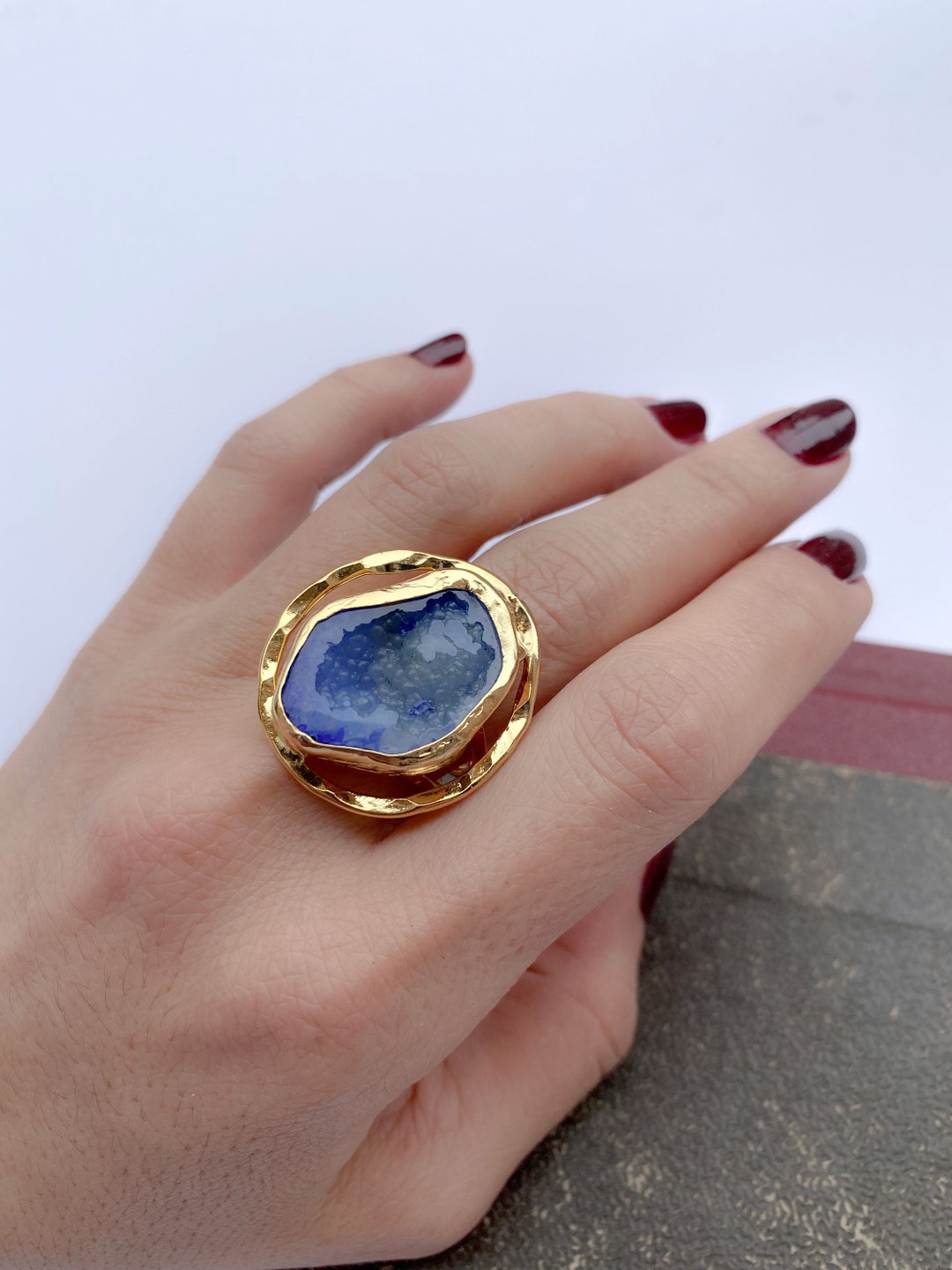 Agate Stone Ring/handmade Ring/gold Plated Ring/brass Gold Plated ...