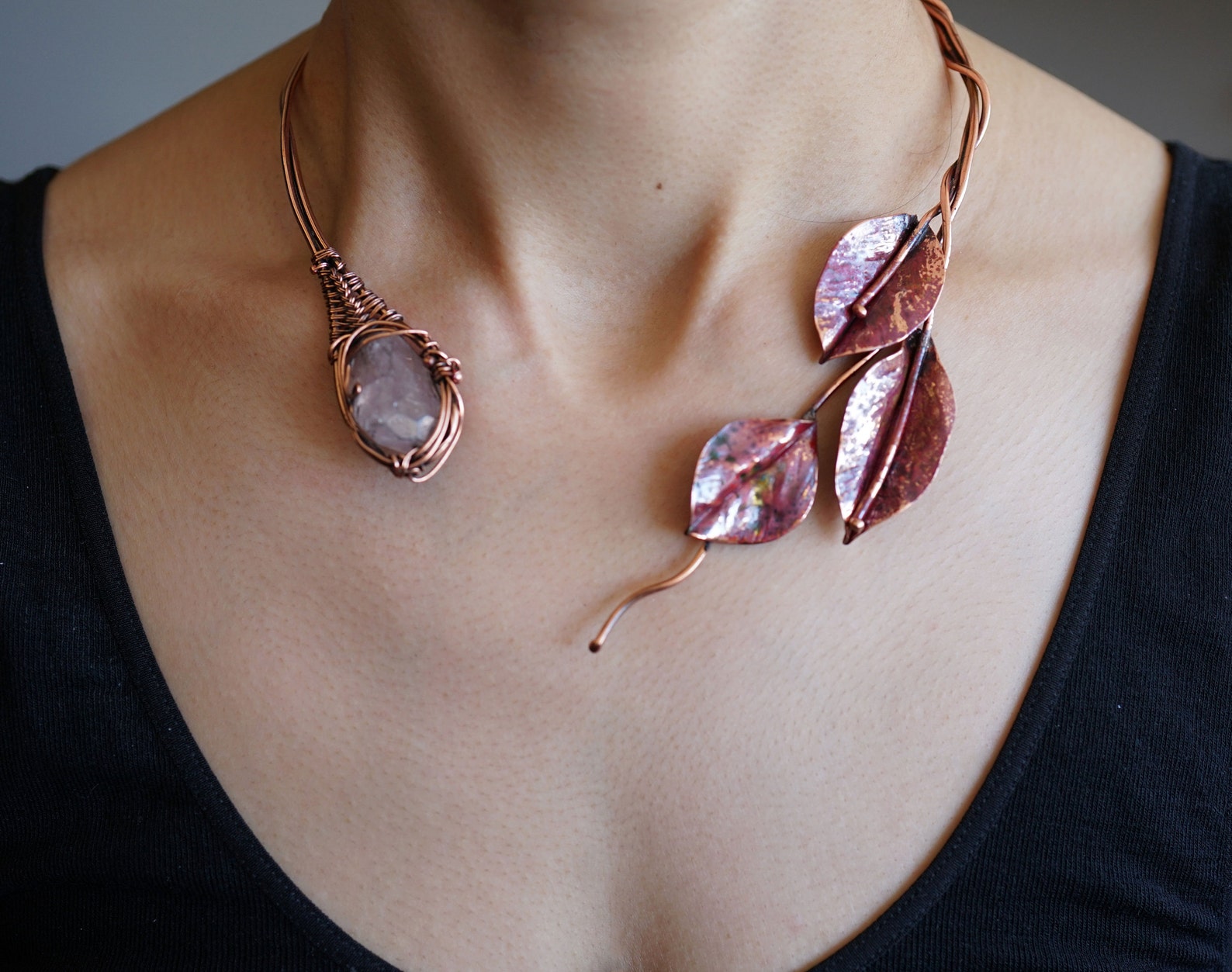 Copper Leaf Necklace/handmade Copper Necklace/copper Collar Necklace ...