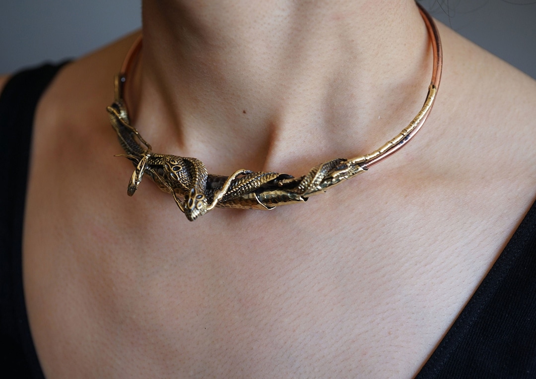 Snake Necklace/wire Snake Choker/copper Snake Collar Necklace/handmade ...