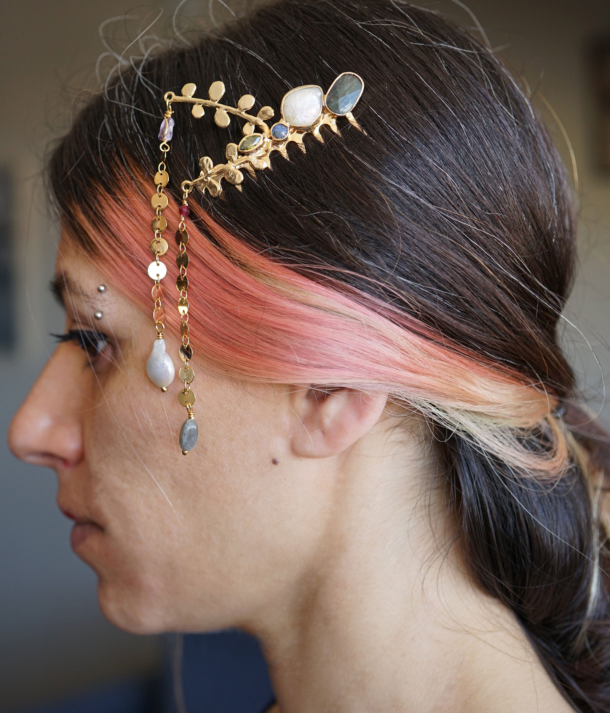 Wedding Hair Buckle/handmade Comb Buckle/gold Plated Hair Comb/natural ...