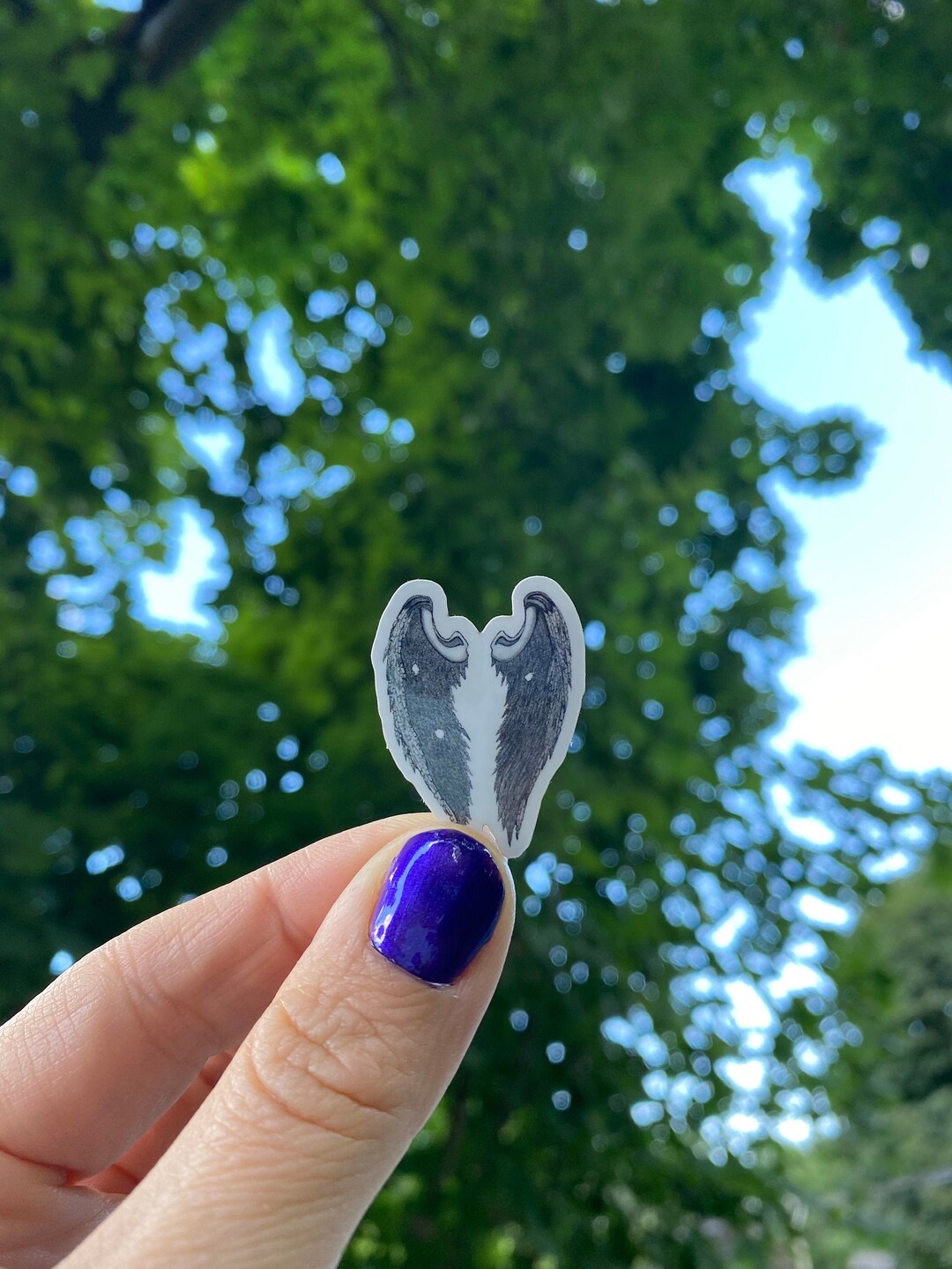 Tiny Angel Wing Sticker | Small 1", Tattoo Drawing Stickers, Torn Wings ...