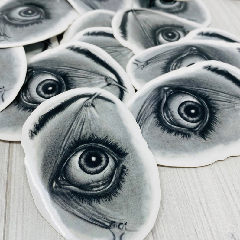 Eye Stickers Wake Up Eyeball Art Pencil Artwork Creepy - Etsy