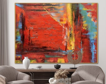 Framed Abstract Canvas Painting Large Original Modern Wall - Etsy