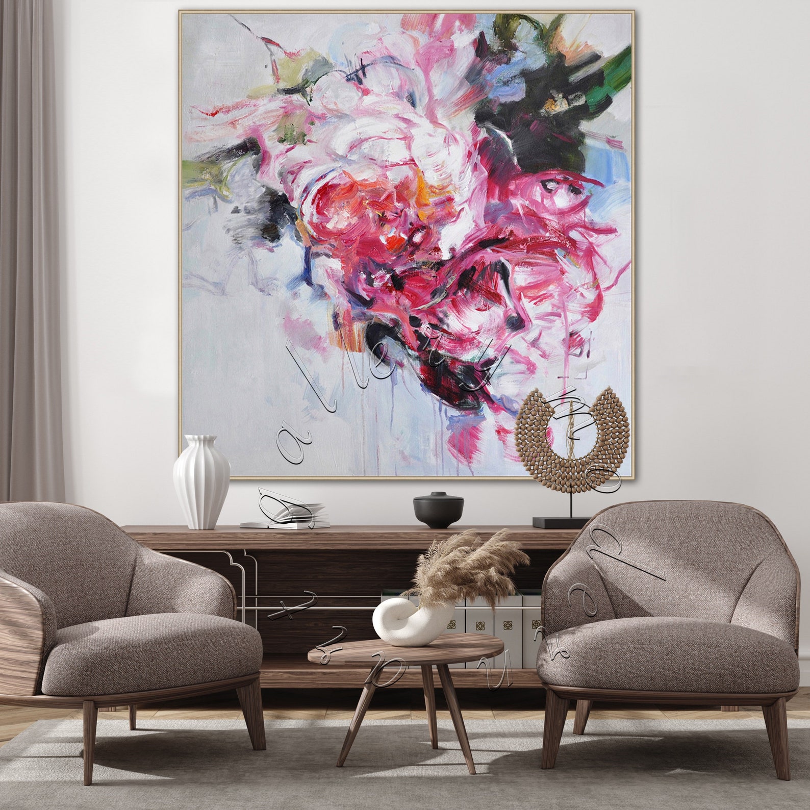 Framed Abstract Flower Painting Original Abstract Canvas | Etsy