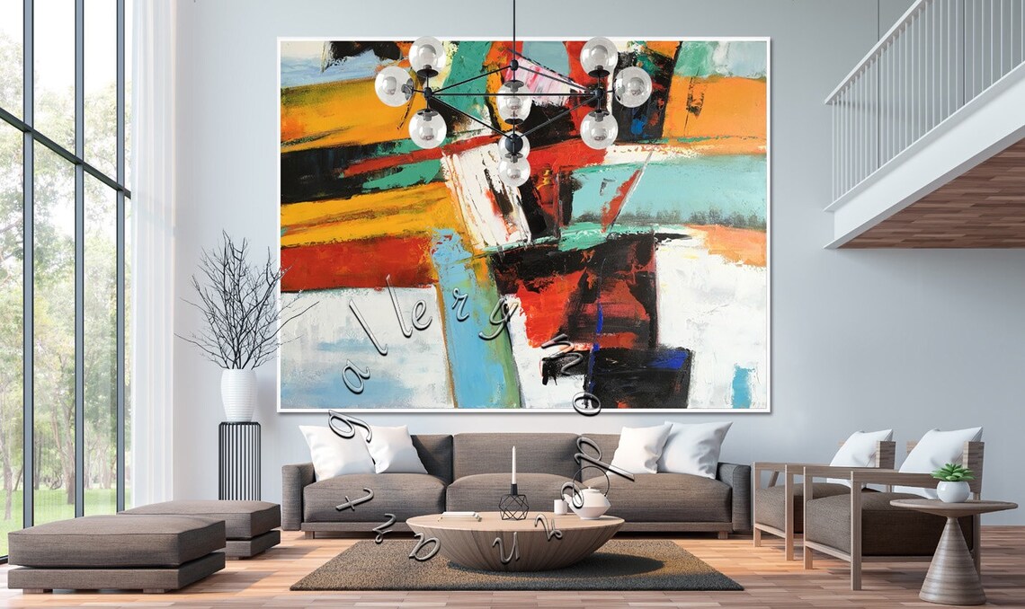 Bright Abstract Original Painting Modern Wall Art Oversize - Etsy