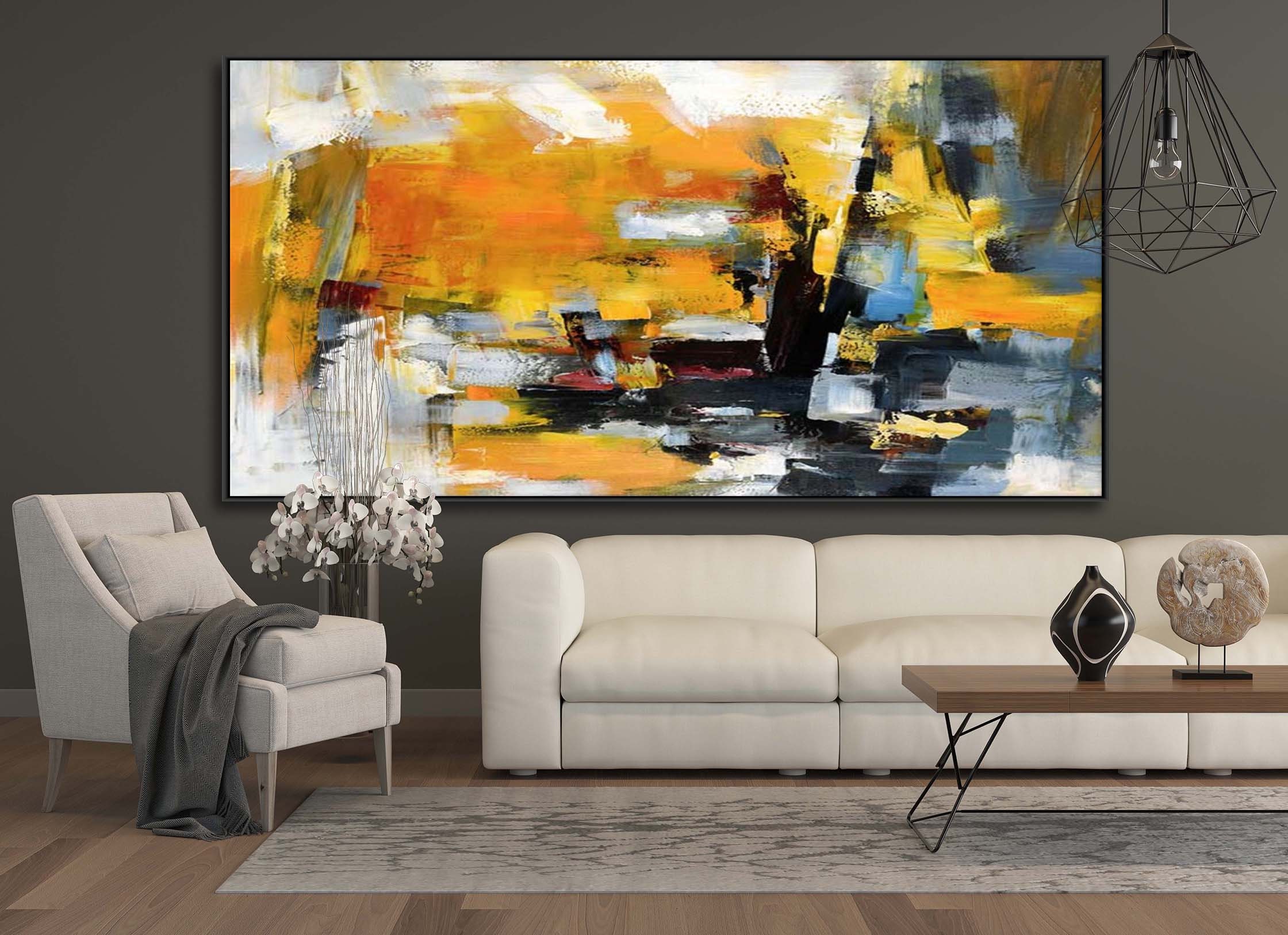 Large Abstract Painting Original Framed Modern Wall Art - Etsy