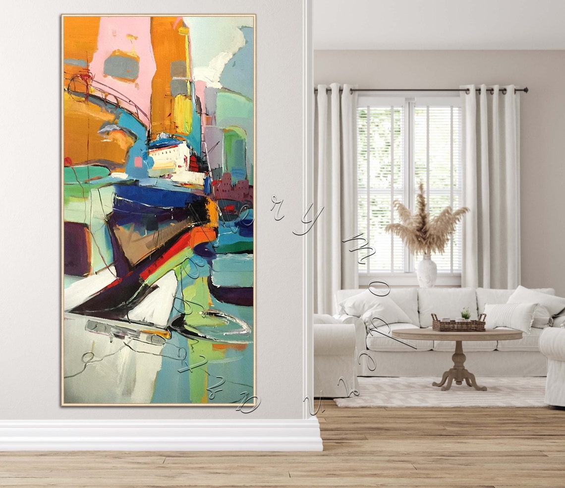 Framed Abstract Painting Colorful Original Wall Art Modern - Etsy