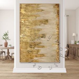 Framed Abstract Original Painting, Large Gold Abstract Painting ...