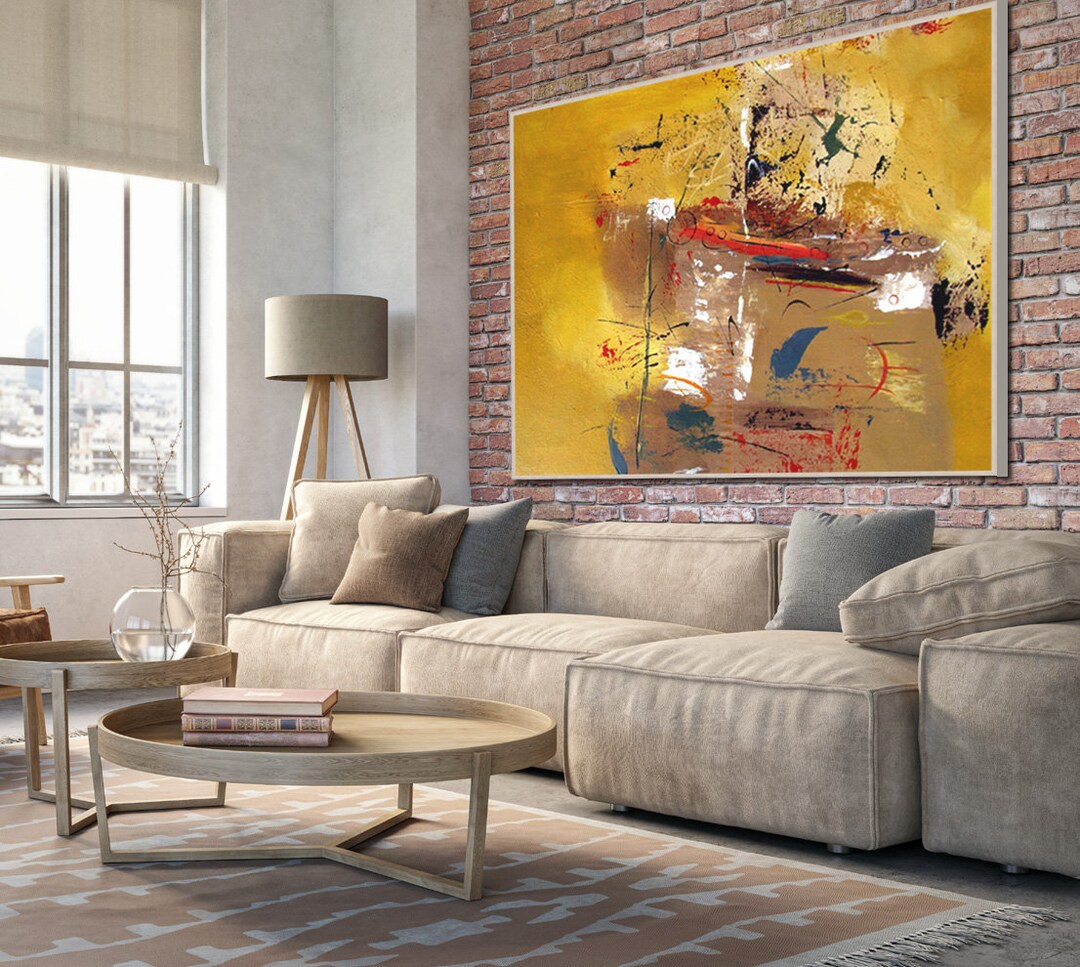 Large Abstract Painting Original, Framed Modern Oversize Canvas ...