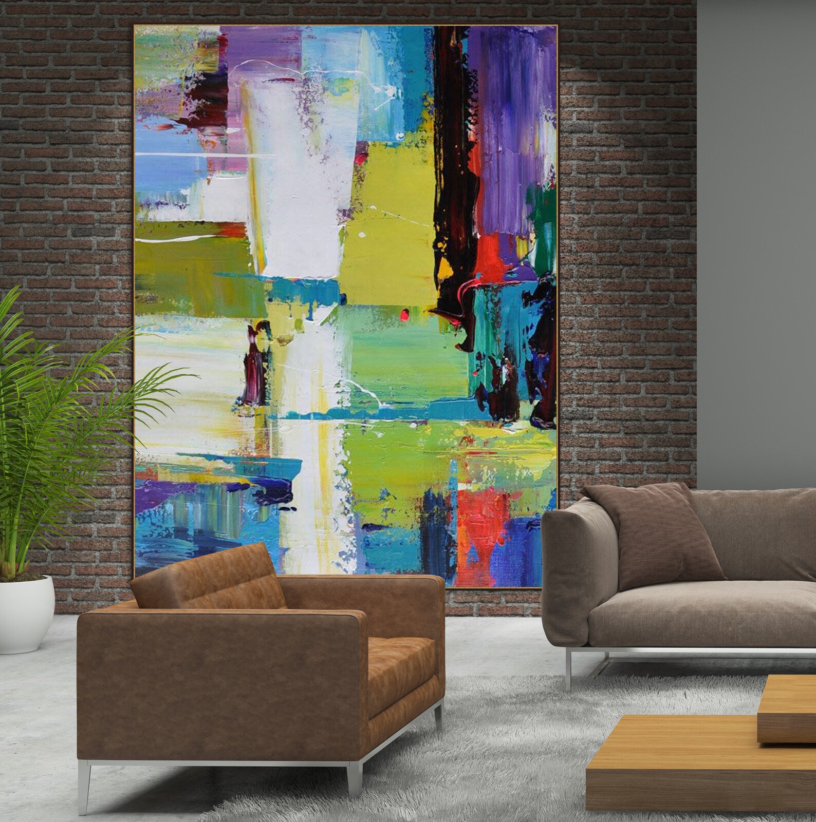 Large Abstract Painting Original Framed Modern Art Oversize | Etsy