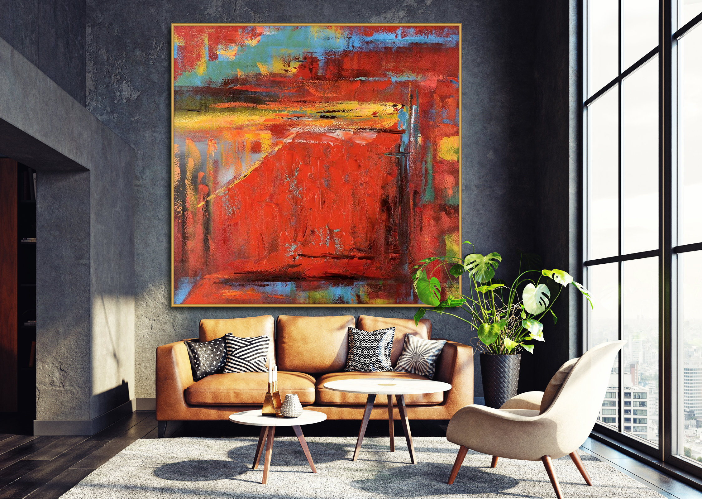 Abstract Painting on Canvas Large Original Canvas Framed - Etsy