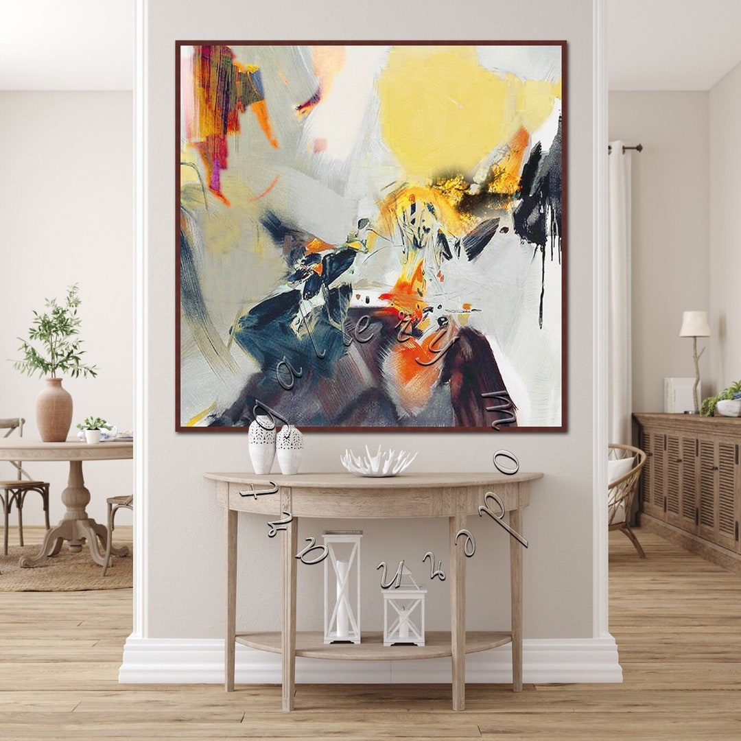 Large Colorful Abstract Painting: Modern Framed Acrylic Canvas Art - Etsy