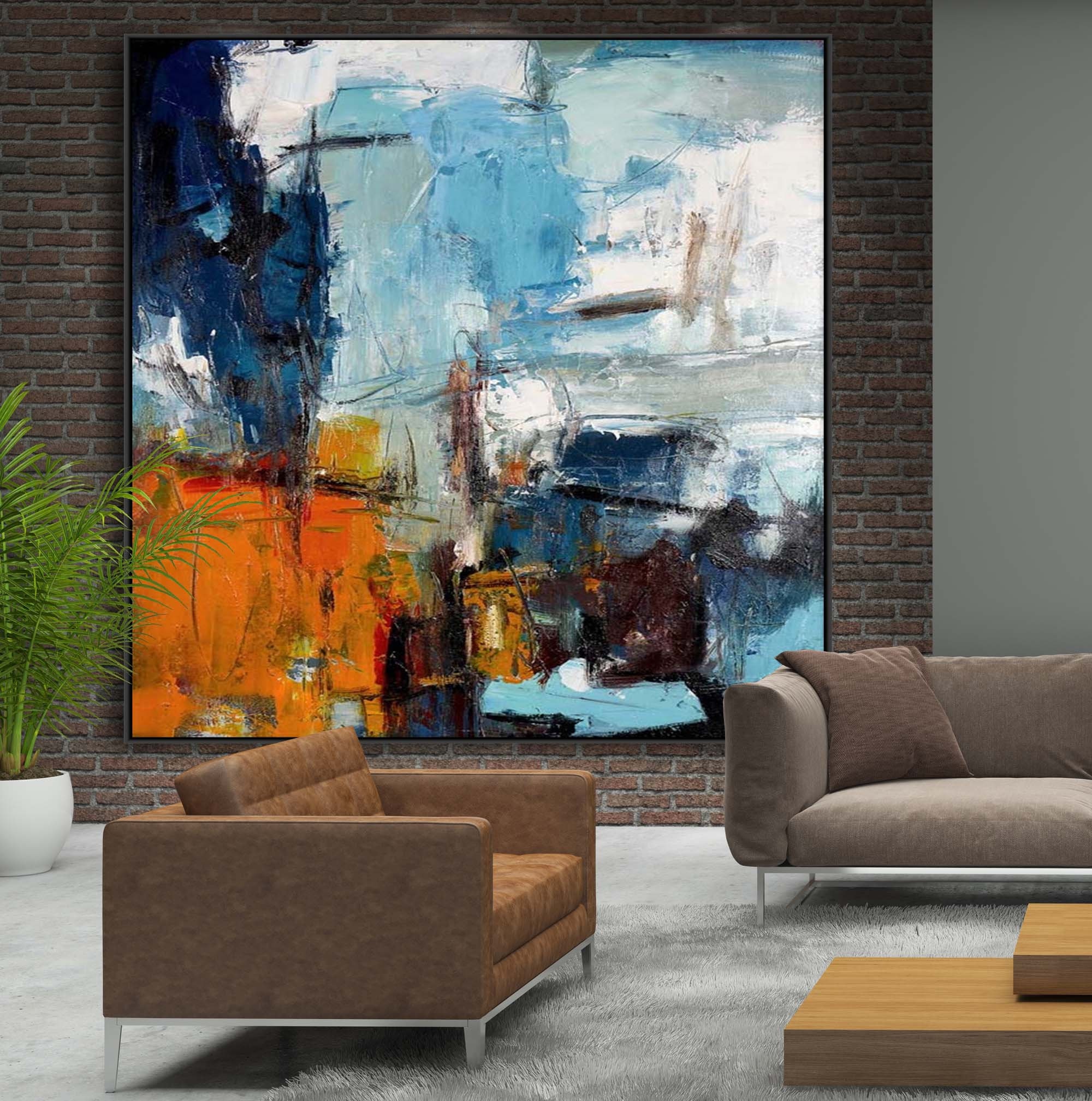 Abstract Painting Original Framed Large Modern Wall Art | Etsy