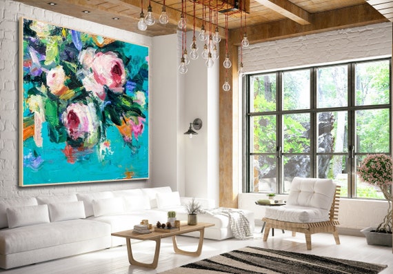 Floral Abstract Painting Framed Original Abstract Canvas | Etsy