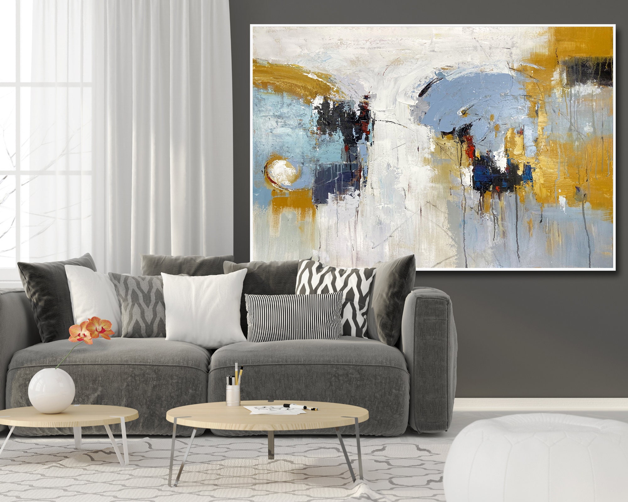 Framed Abstract Painting Original Modern Art Oversize Canvas - Etsy