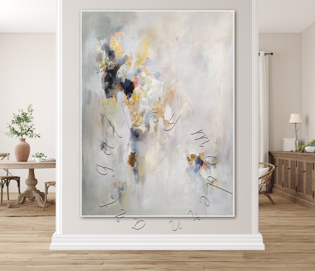 Abstract Painting Original Gold Leaf Oversize Canvas, Large Soft ...