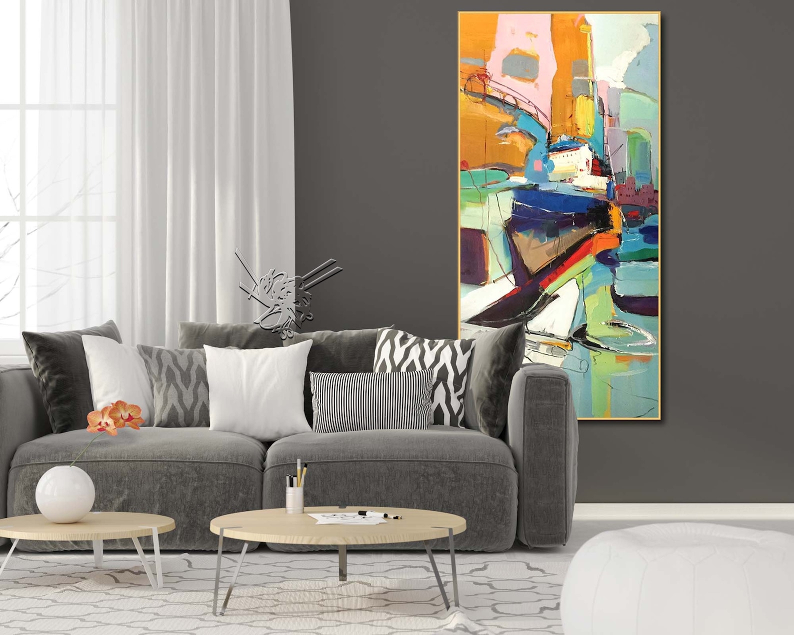Framed Abstract Painting Colorful Original Wall Art Modern - Etsy