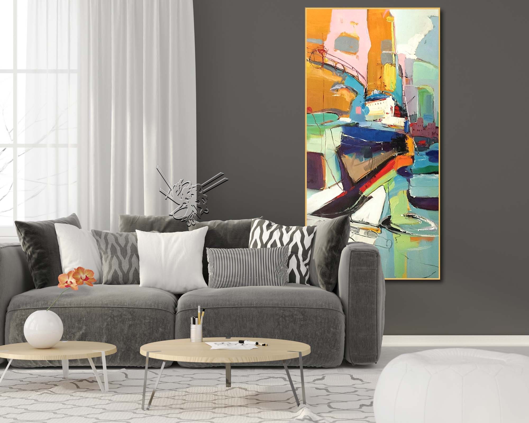 Framed Abstract Painting Colorful Original Wall Art Modern - Etsy
