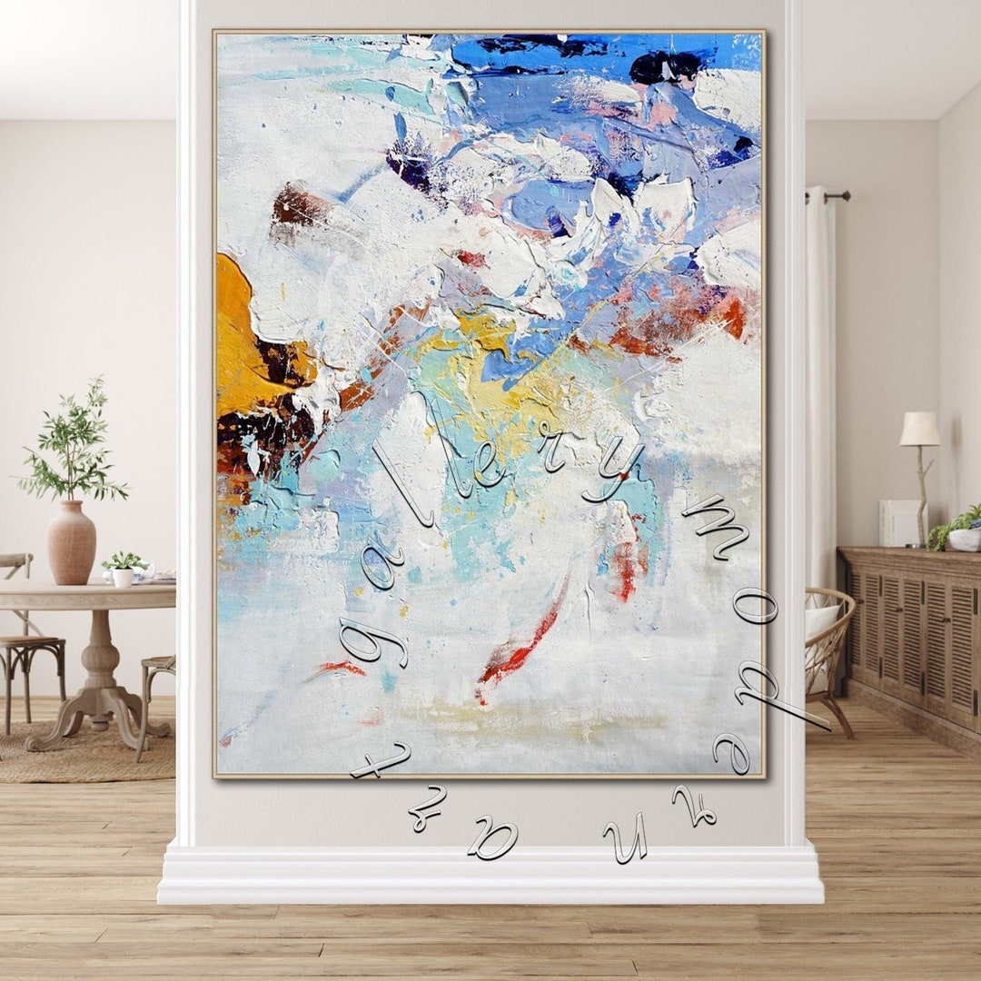 Large Abstract Original Painting, Framed Large Modern Oversize Canvas ...