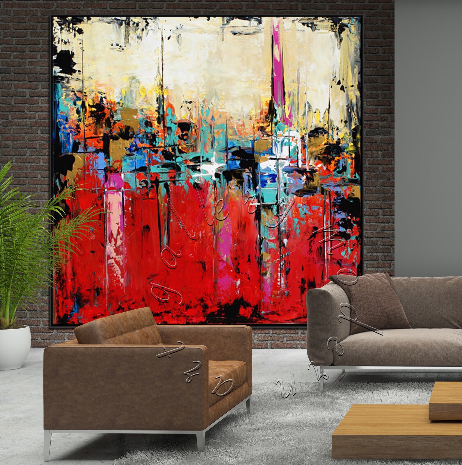 Framed Original Abstract Painting Large Wall Art Modern | Etsy