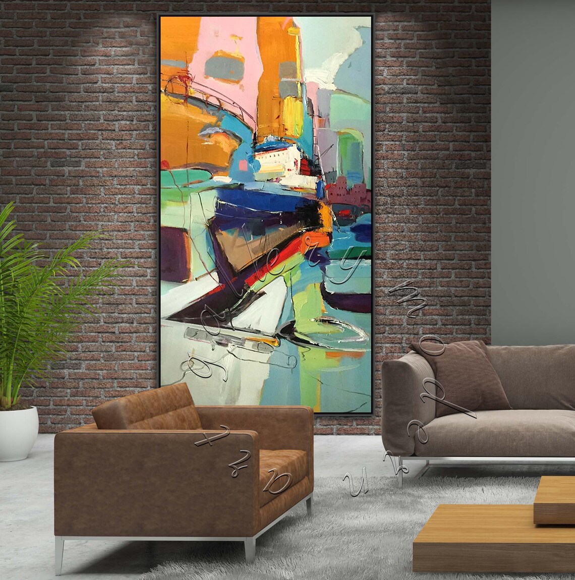 Framed Abstract Painting Colorful Original Wall Art Modern - Etsy