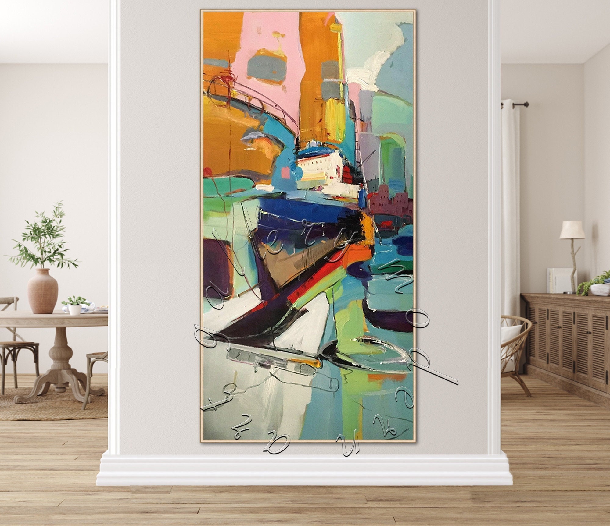 Framed Abstract Painting Colorful Original Wall Art Modern - Etsy