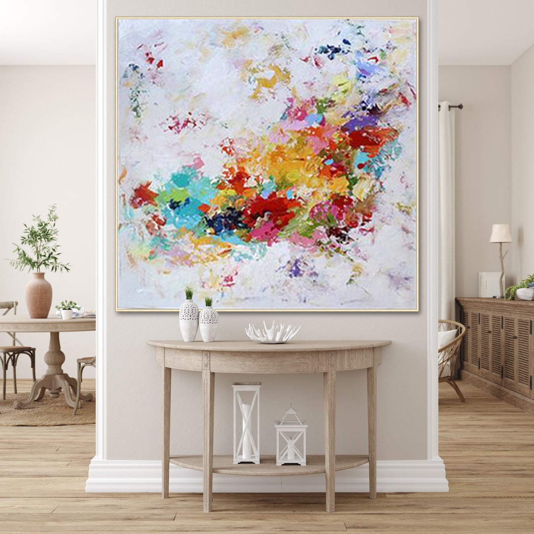 Framed Abstract Art, Large Original Abstract Oversize Canvas, Happy ...