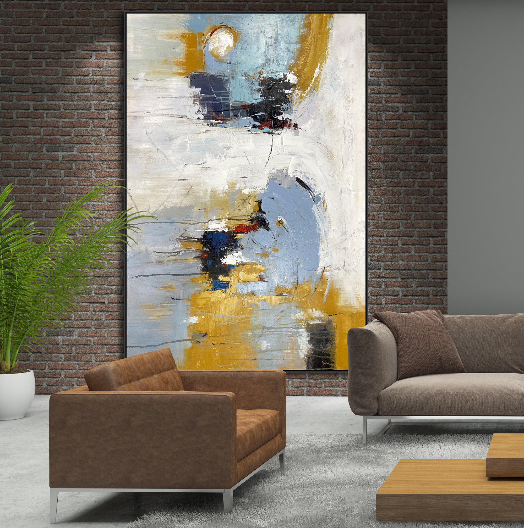 Framed Abstract Painting Original Modern Art Oversize Canvas | Etsy