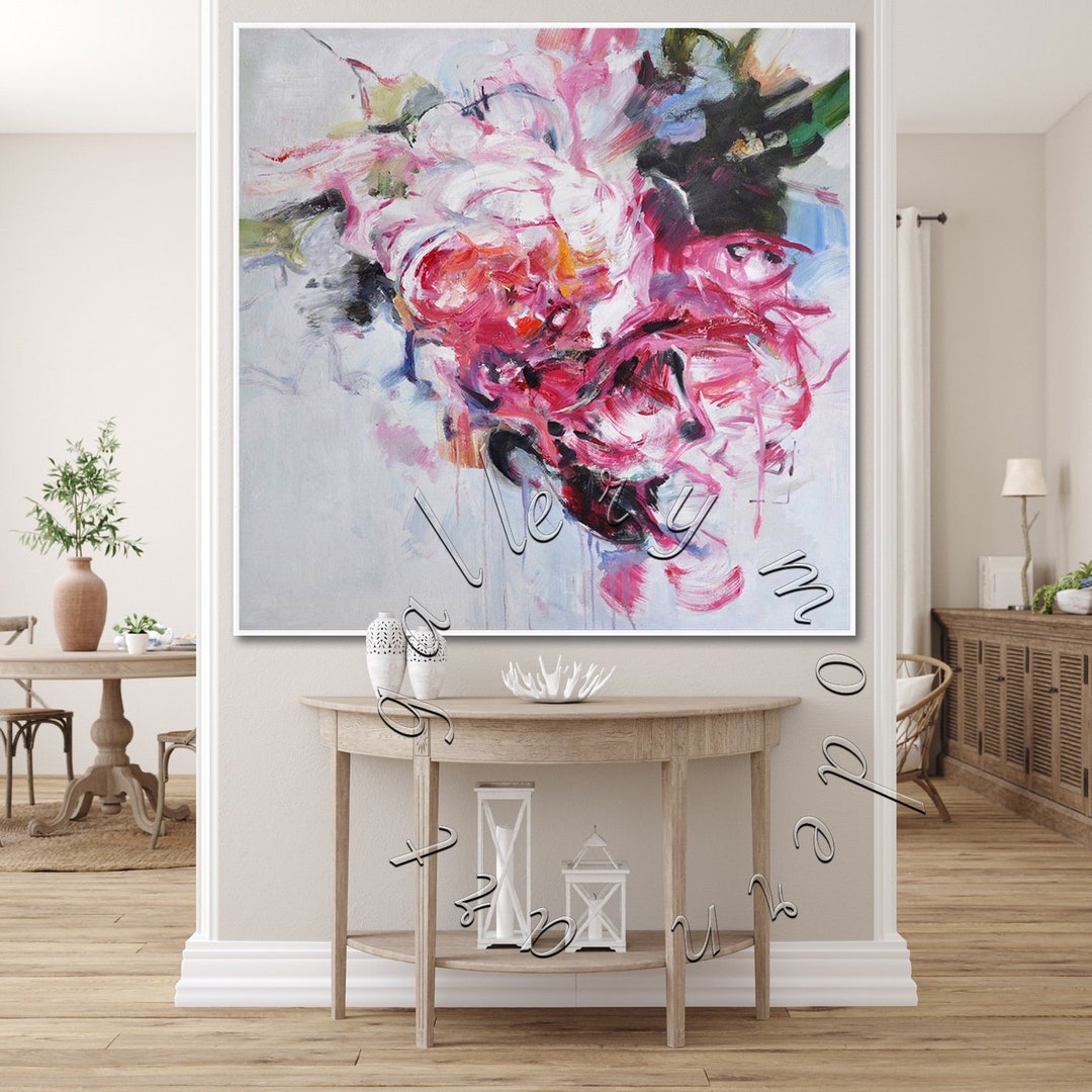 Framed Abstract Flower Painting Original Abstract Canvas Painting ...