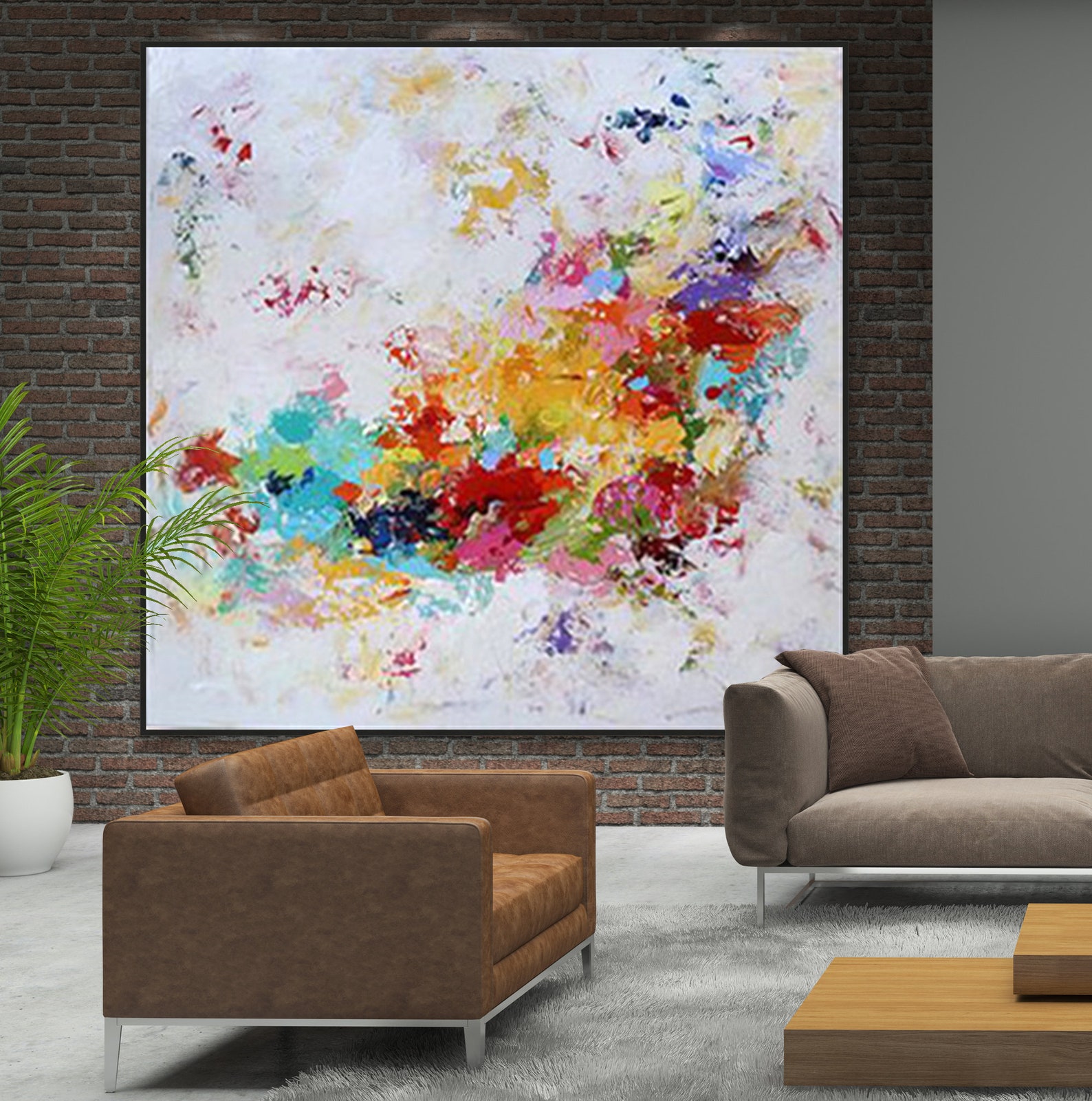 Framed Abstract Canvas Art: Large Colorful Modern Painting - Etsy