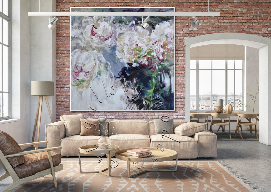 Hand Painted Abstract Flowers on Canvas Original Framed - Etsy