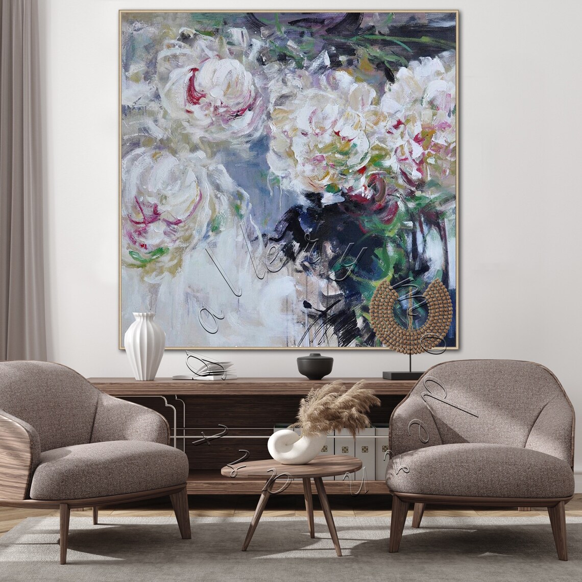 Hand Painted Abstract Flowers on Canvas Original Framed - Etsy