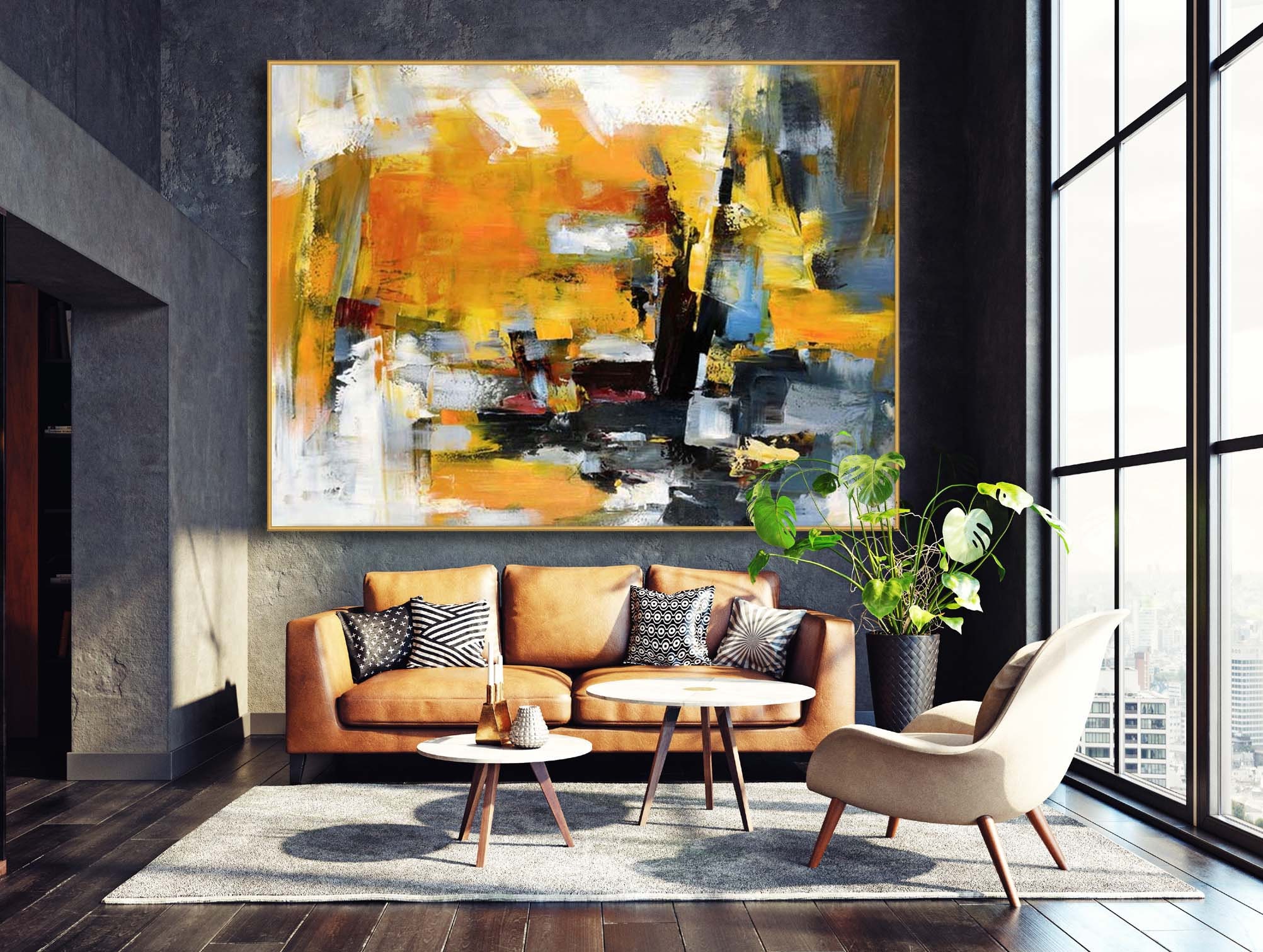 Large Abstract Painting Original Framed Modern Wall Art - Etsy